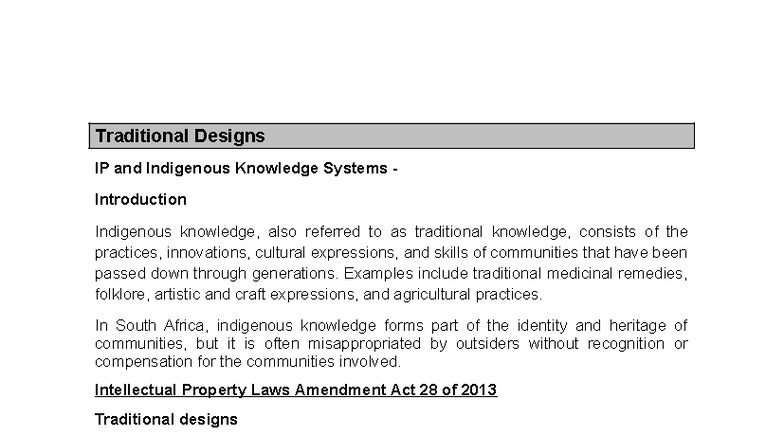 IP2025 - Traditional Designs and Indigenous Knowledge Systems Overview ...
