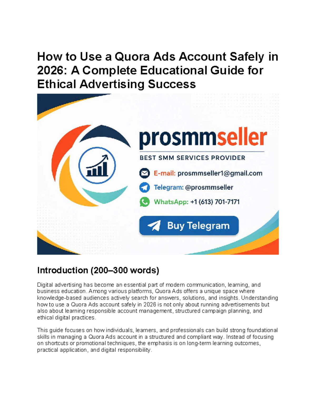 Quora Ads Management 2026: A Guide to Ethical Advertising Success - Studocu