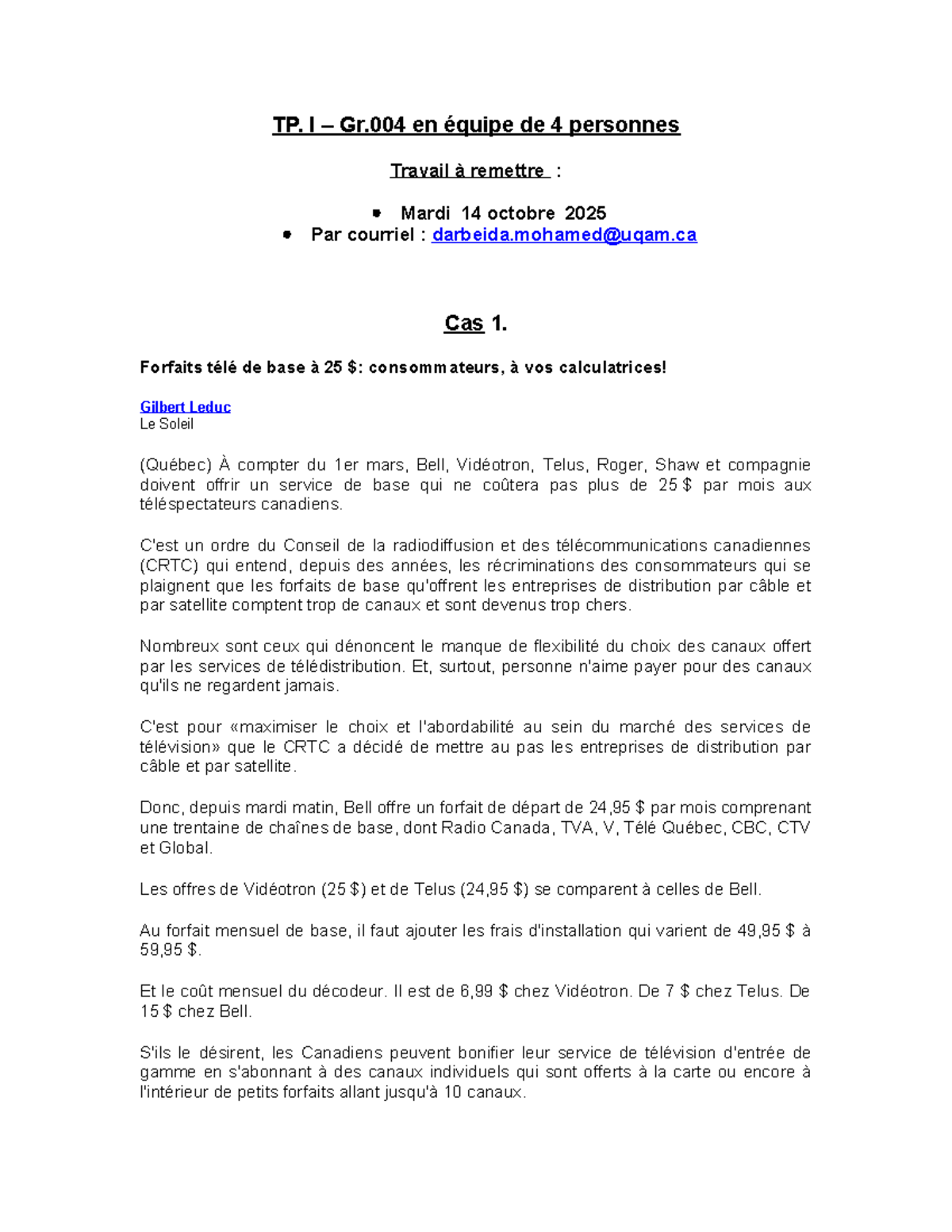 TP I. Gr.004 - Analyse des Forfaits Télé et Stratégies de Marché - Studocu