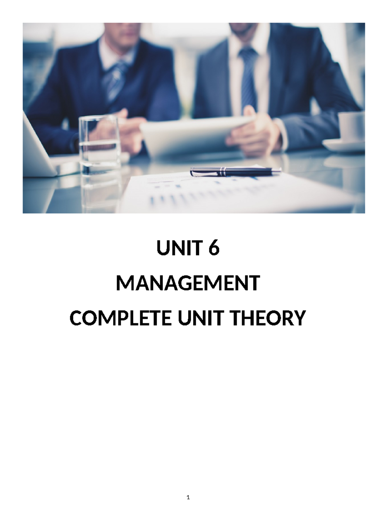 Unit 6 Management Theory: Comprehensive Overview and Key Concepts - Studocu
