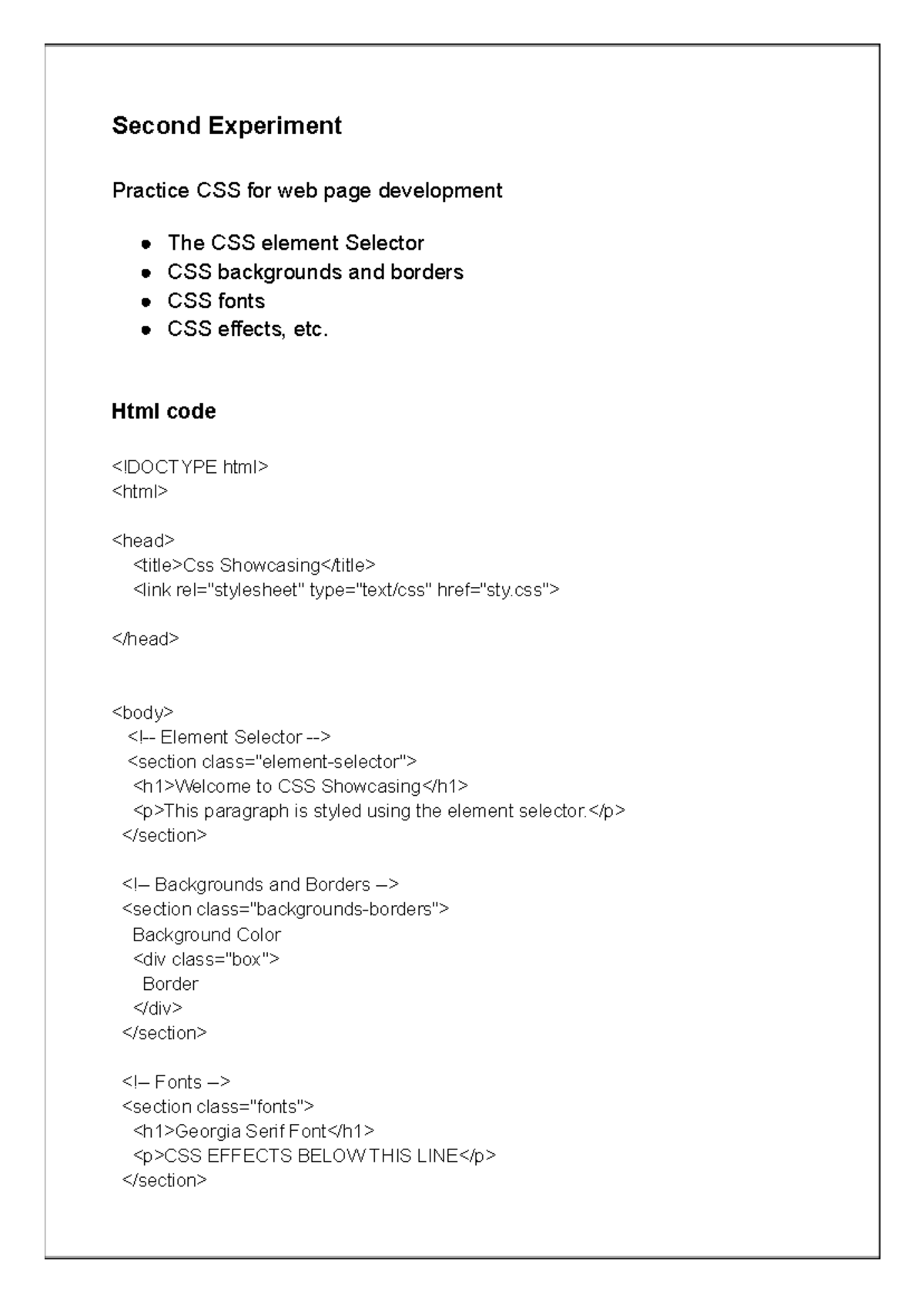 AP23110011156 EXP 2: CSS Element Selectors & Effects Practice - Studocu