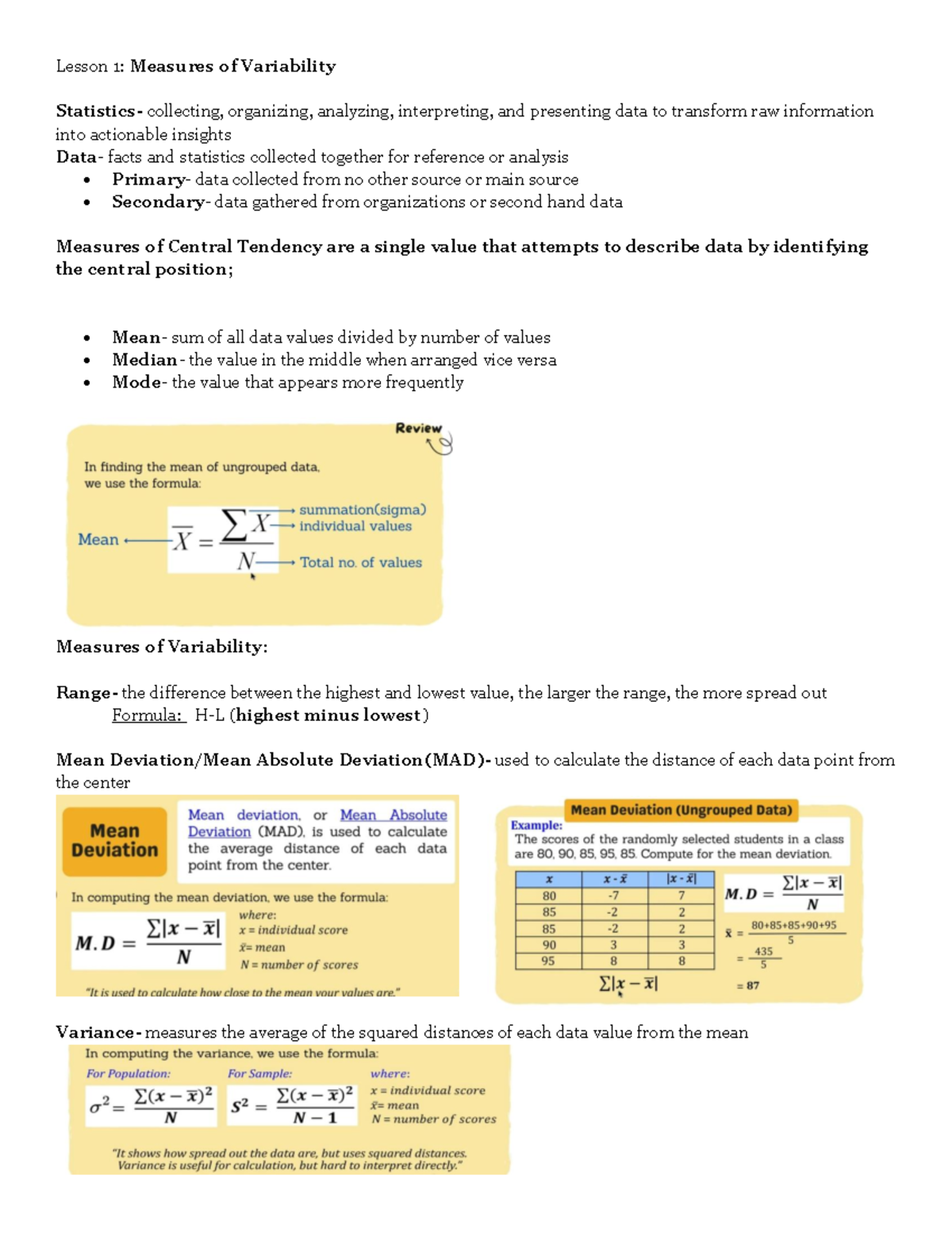Math Q4: Lesson 1-5 on Measures of Variability & Probability - Studocu