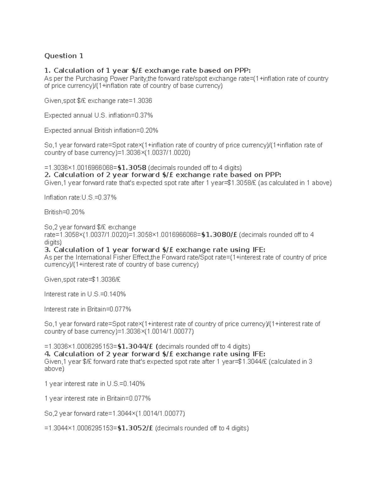 Fm303 solutions - Tutorial solution - Question 1 1. Calculation of 1 ...