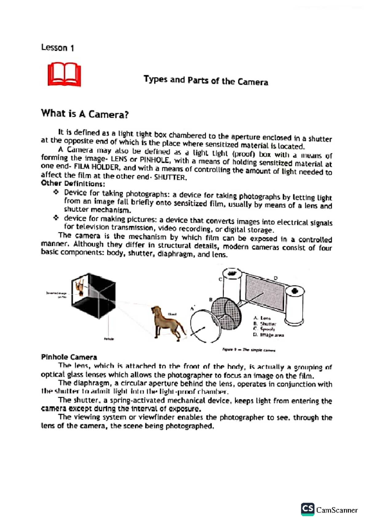 Camera Types and Parts Overview - Studocu