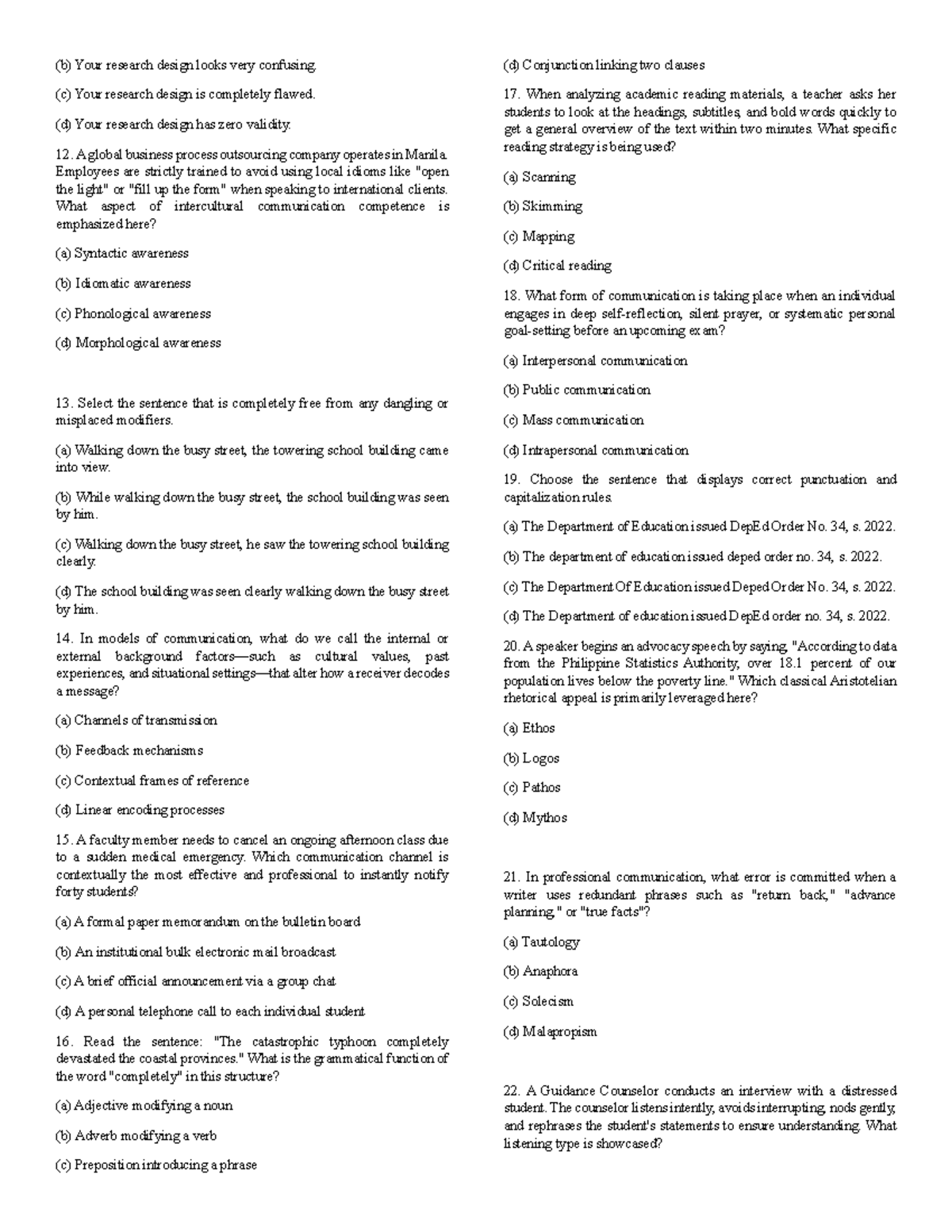 Purcom 250 EVEN - Final Exam Review Notes on Communication Concepts ...
