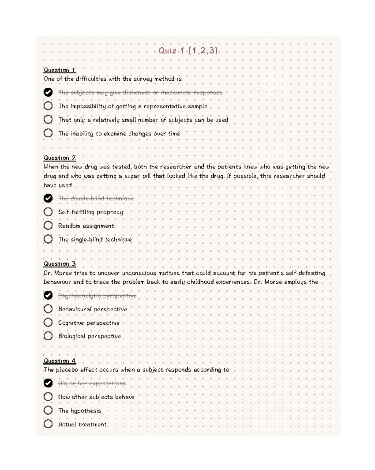Intro to Psych Quizzes: Quiz 1, 2 & 3 Review - Studocu