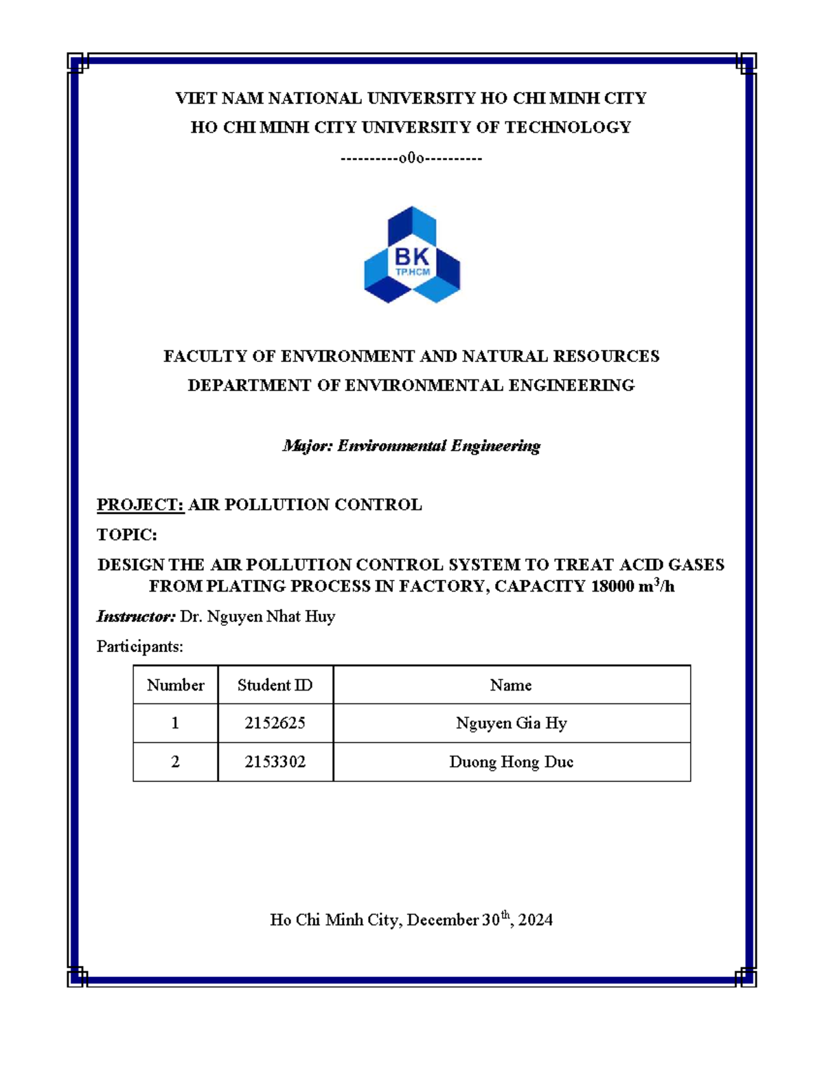 Design of APC System for Acid Gas Treatment in Plating Process (APC ...