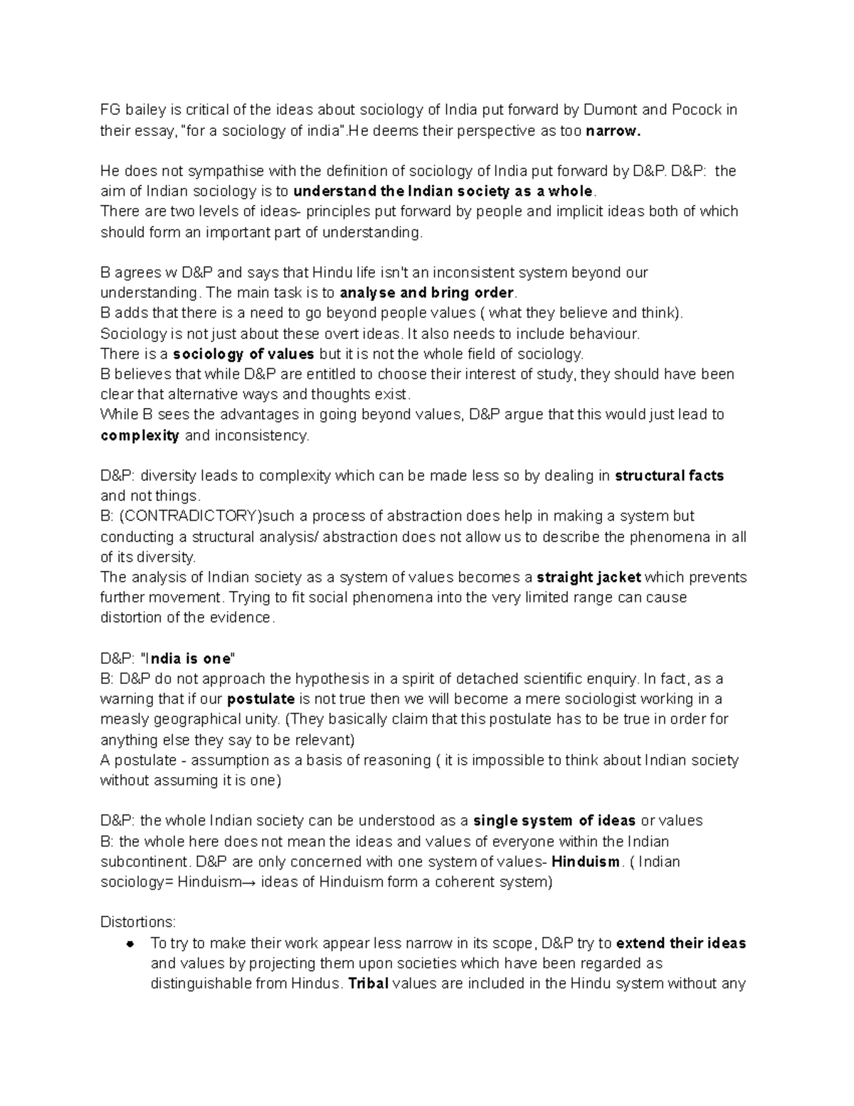 Bailey- SOI - FG bailey is critical of the ideas about sociology of ...