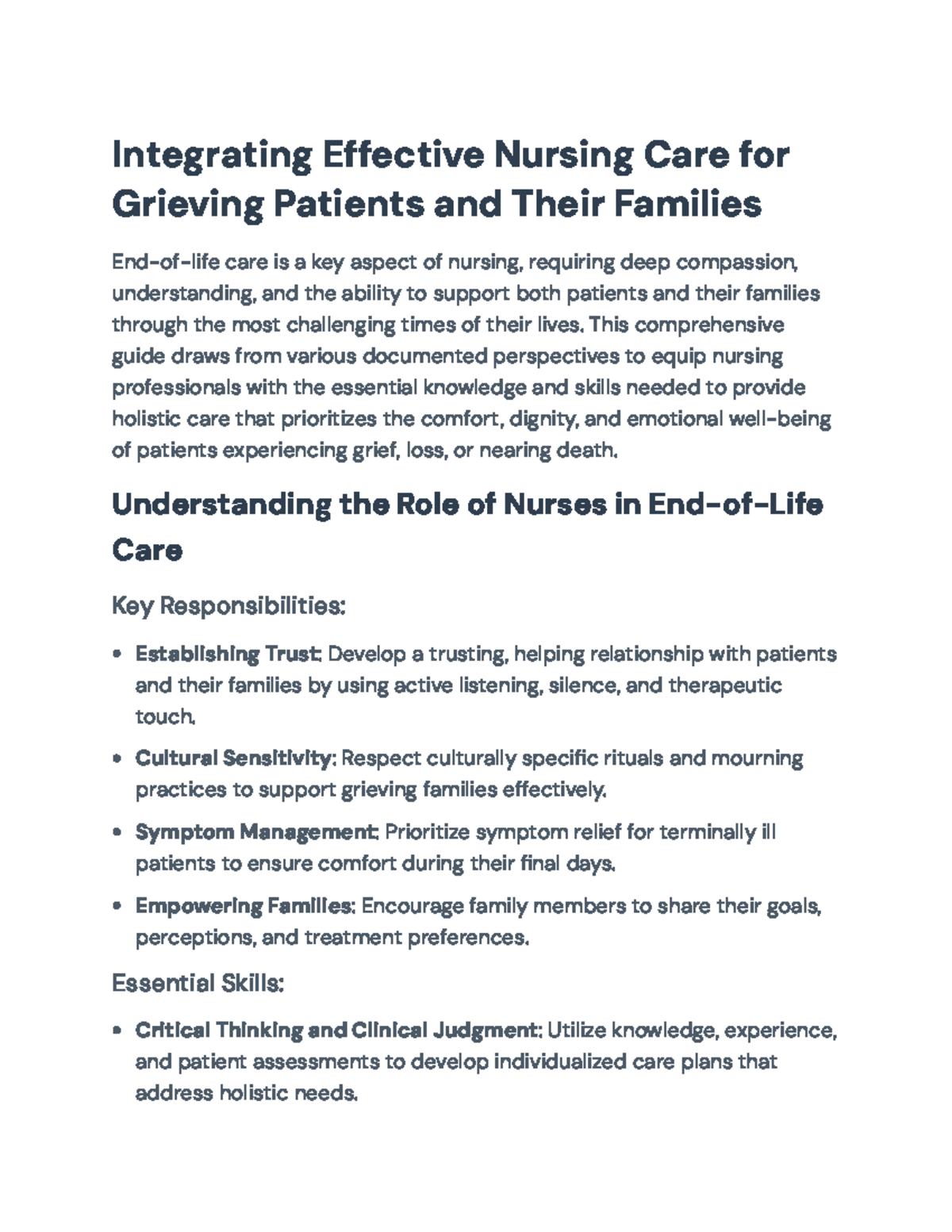 Nursing Care for Grieving Patients and Families: An End-of-Life Guide ...