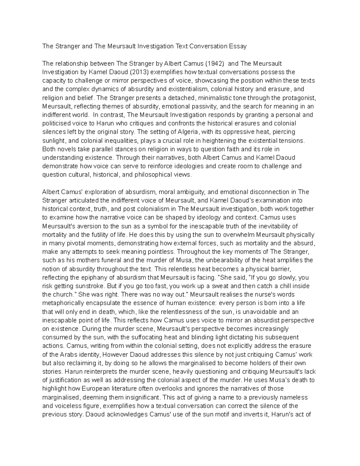 The Stranger & The Meursault Investigation: A Textual Conversation ...