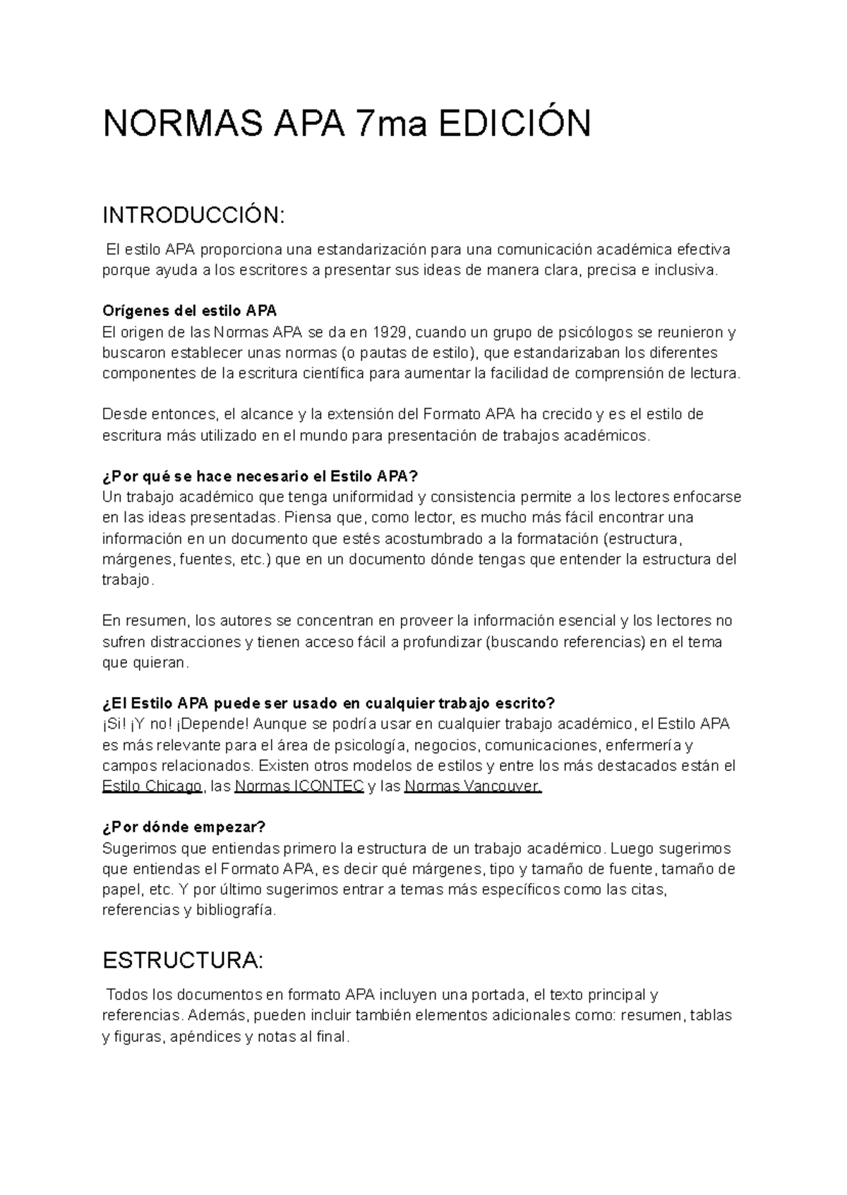 Normas APA 7ma Edición: Resumen y Guía de Formato Académico - Studocu