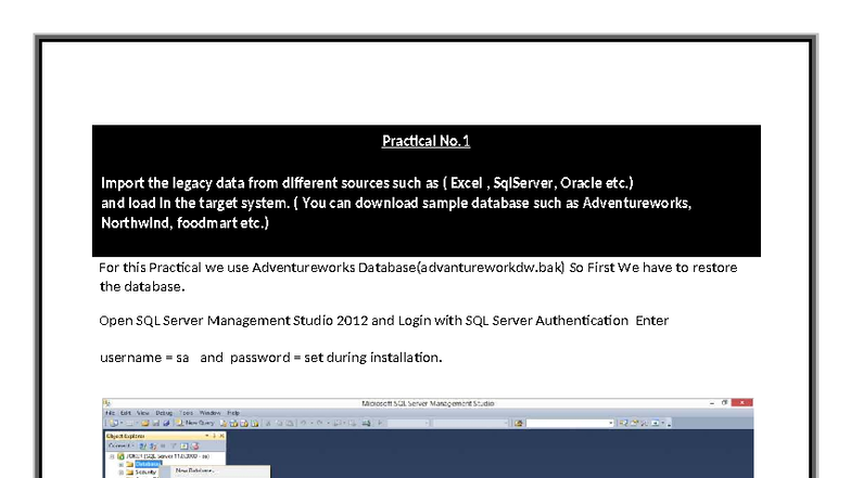 BI Practical No.1: Importing Legacy Data into Target System - Studocu