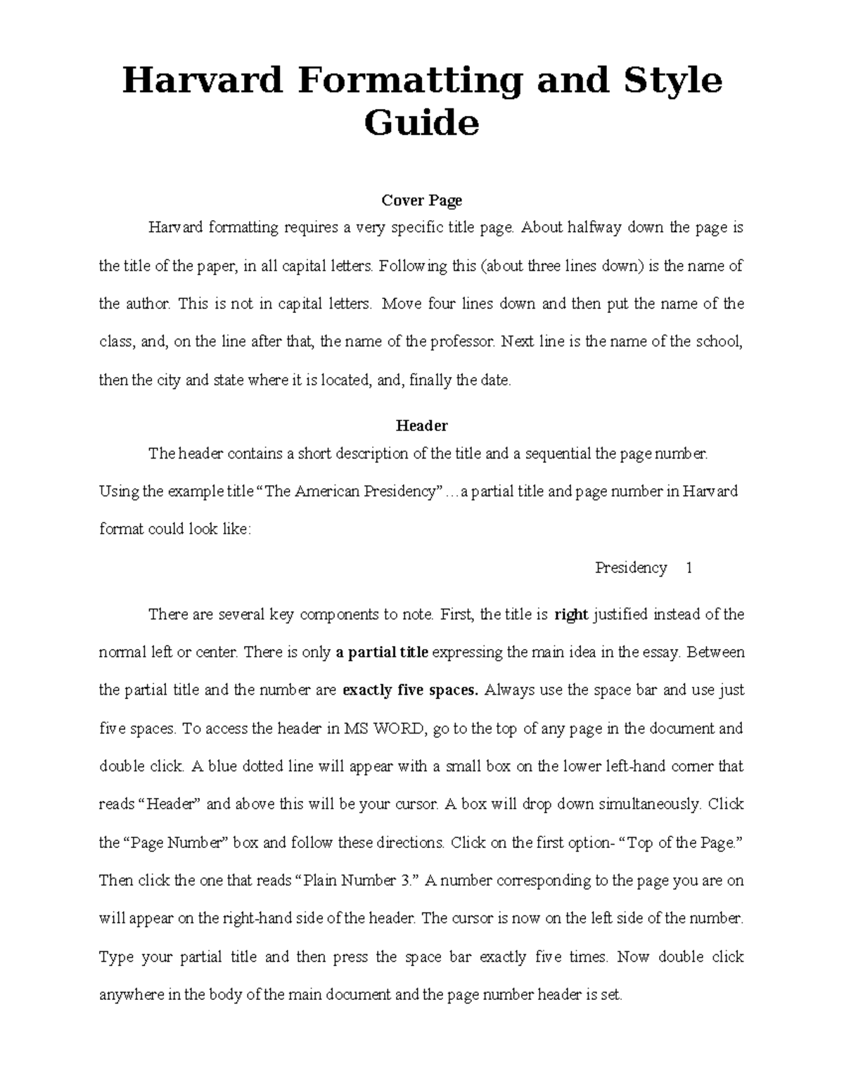Harvard Formatting & Style Guide: Cover Page Essentials - Studocu