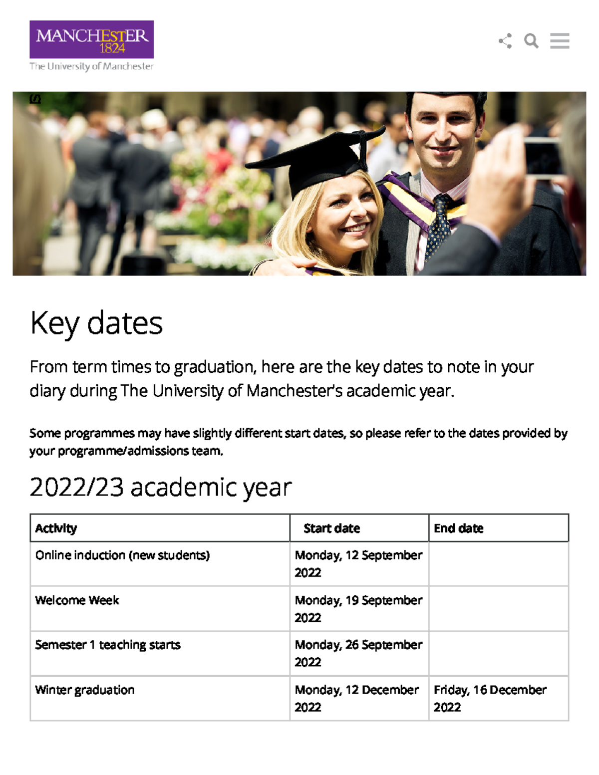 Key Dates for 2023 Academic Year at UoM - Studocu