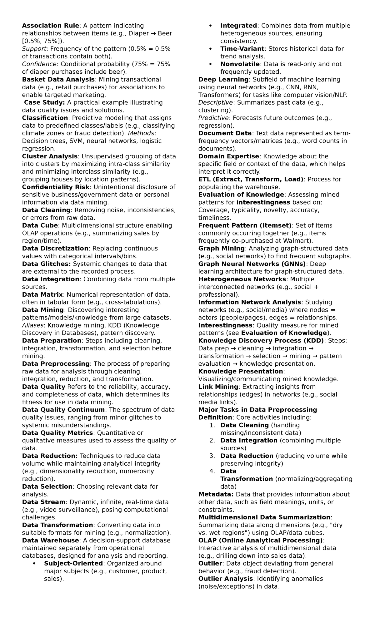 Cheat Sheet: Data Mining Concepts and Techniques - ITS132 - Studocu