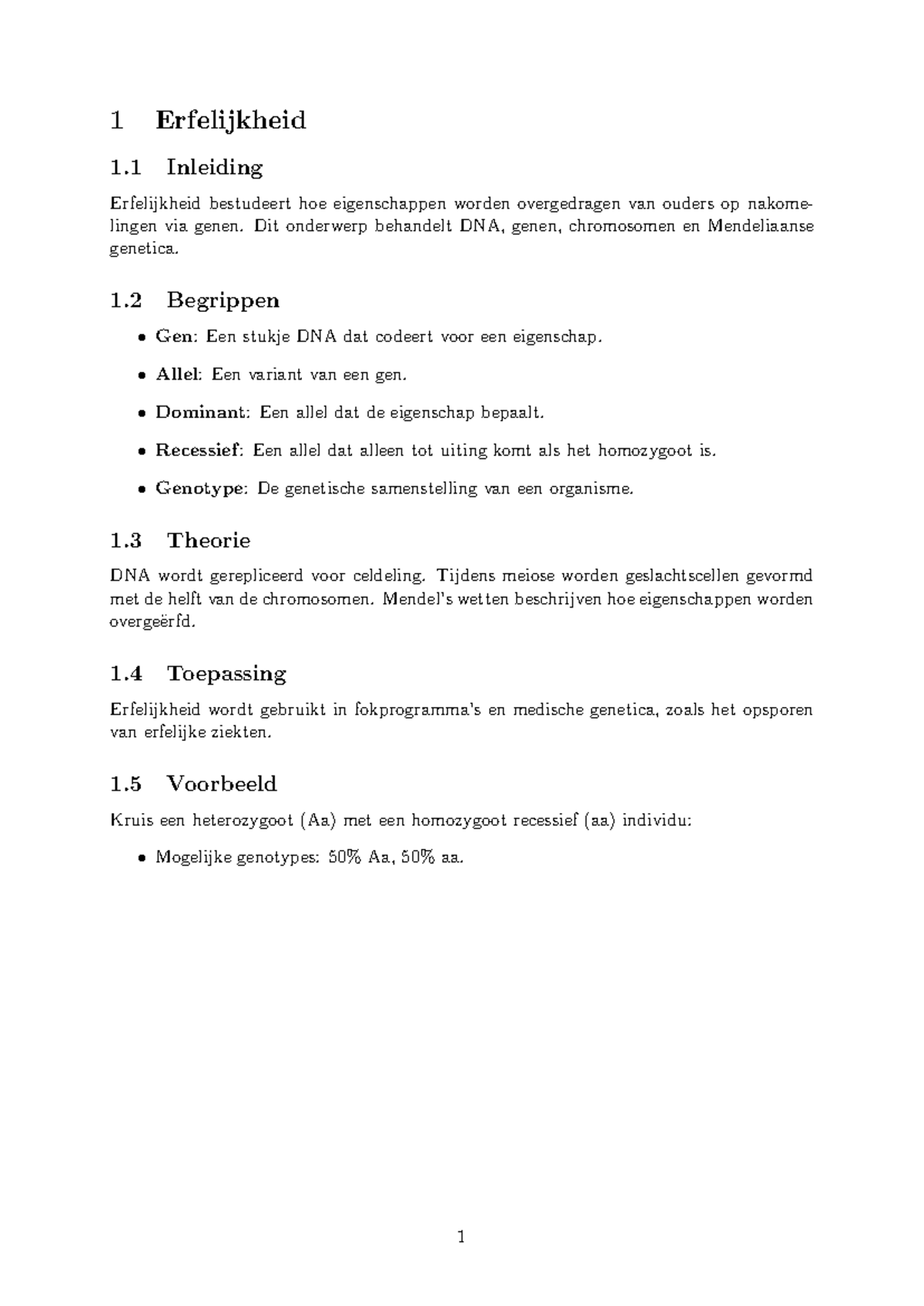Erfelijkheid in Biologie: Genetica en Toepassingen (1.1 - 1.5 ...