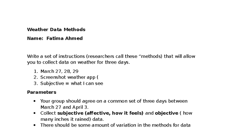 Weather Data Collection Instructions for March 27-29 - Studocu