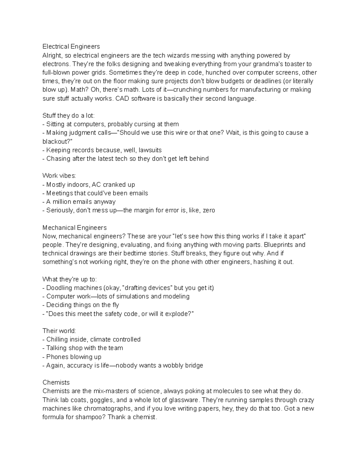 Electrical Engineers: Insights and Career Overview - Interim Essay ...