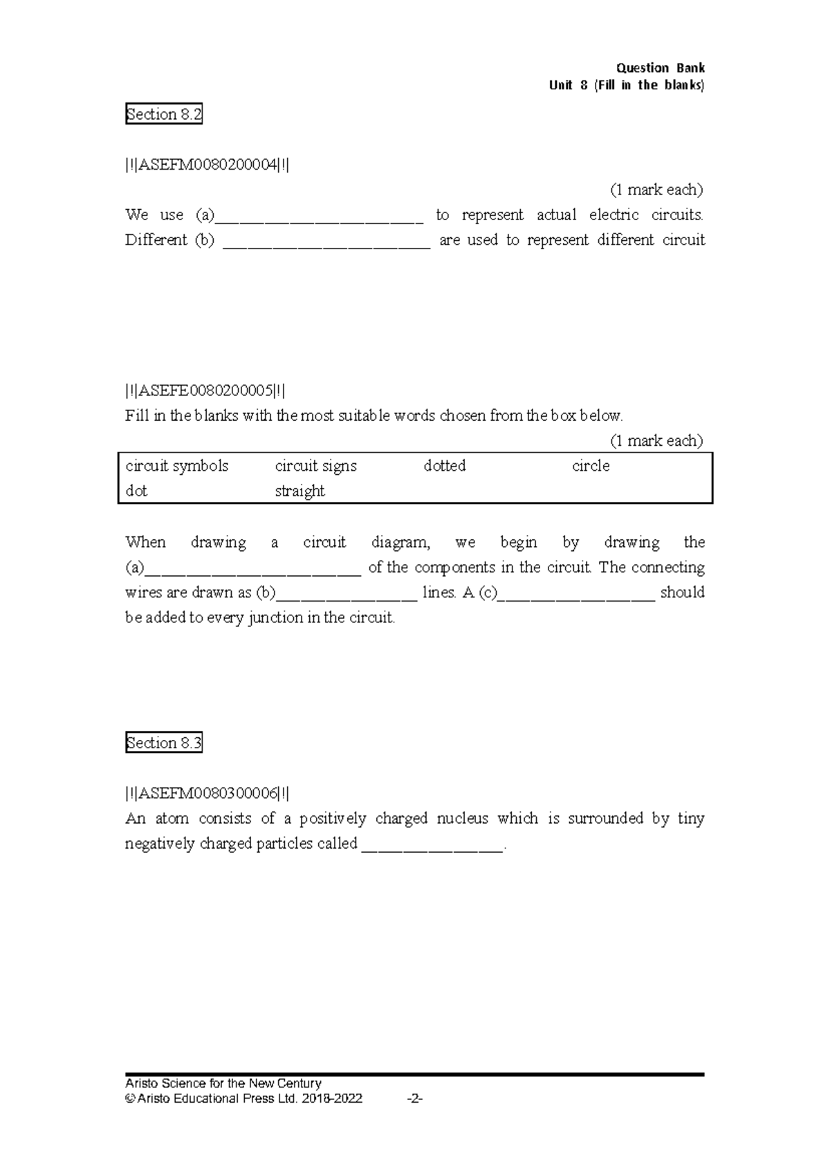 QB U8 Fill in the Blanks Question Bank (2018-2022) - Studocu