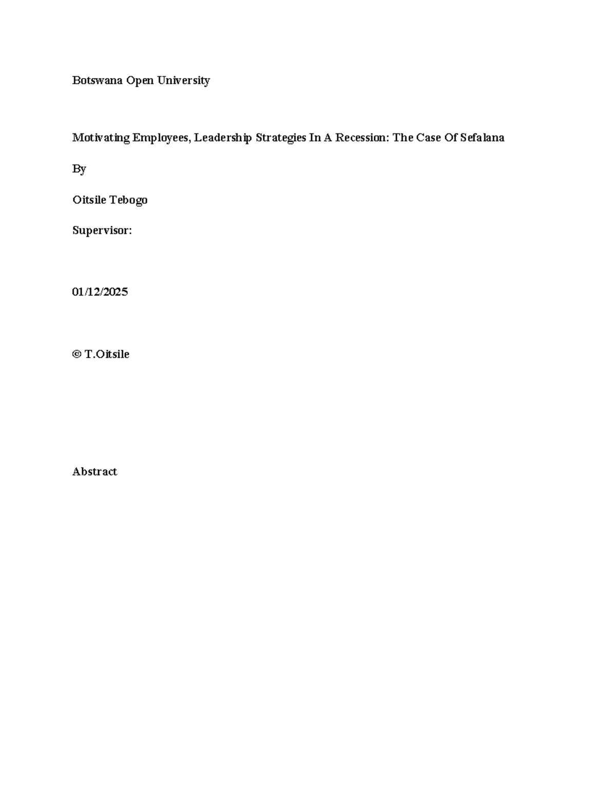 Botswana Open University: Leadership Strategies for Employee Motivation ...