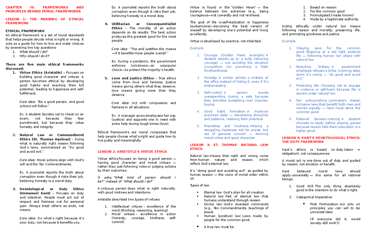CHAPTER IV & V: ETHICAL FRAMEWORKS AND GLOBALIZATION CHALLENGES - Studocu