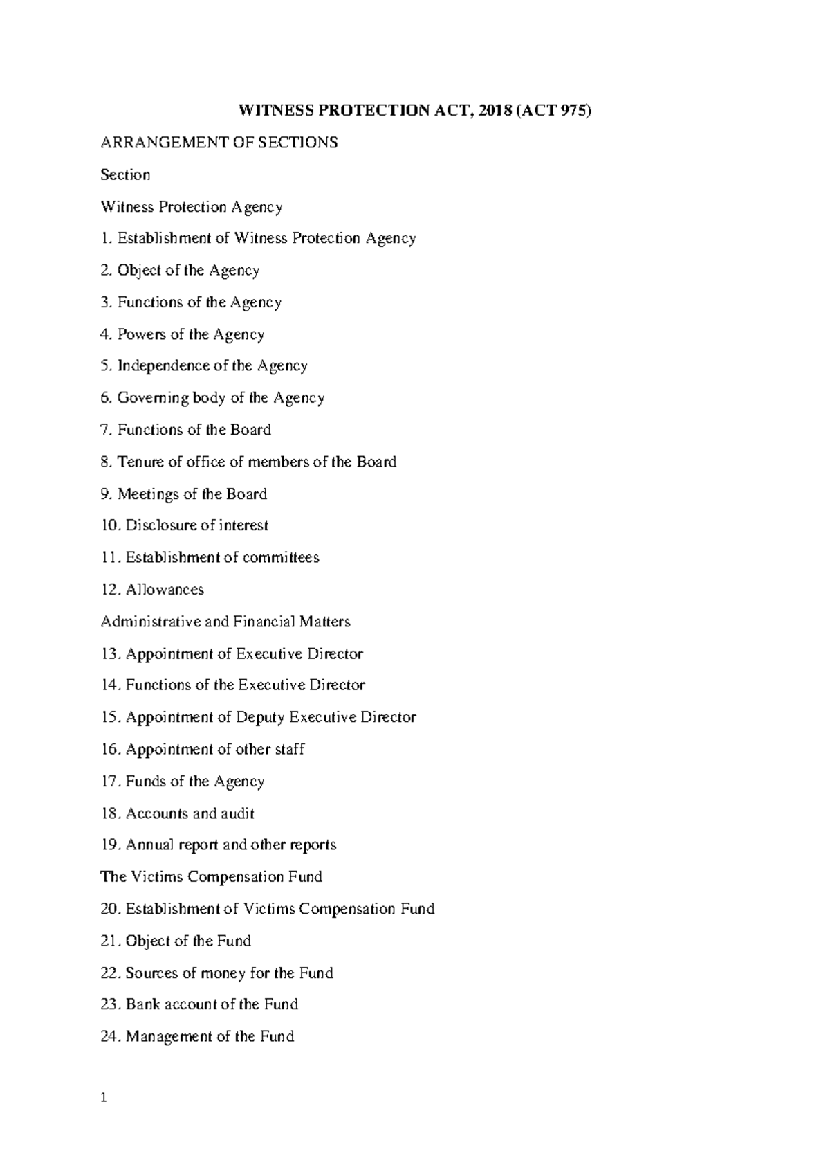 Revised Title: Overview of the Witness Protection ACT, 2018 (ACT 975 ...