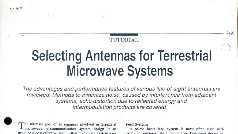 Selecting Antennas for Terrestrial Microwave Systems: A Comprehensive ...