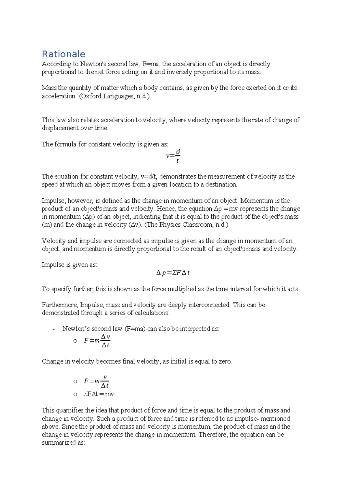 Physics Unit 2 Experiment Report: Mass vs. Final Velocity Analysis ...