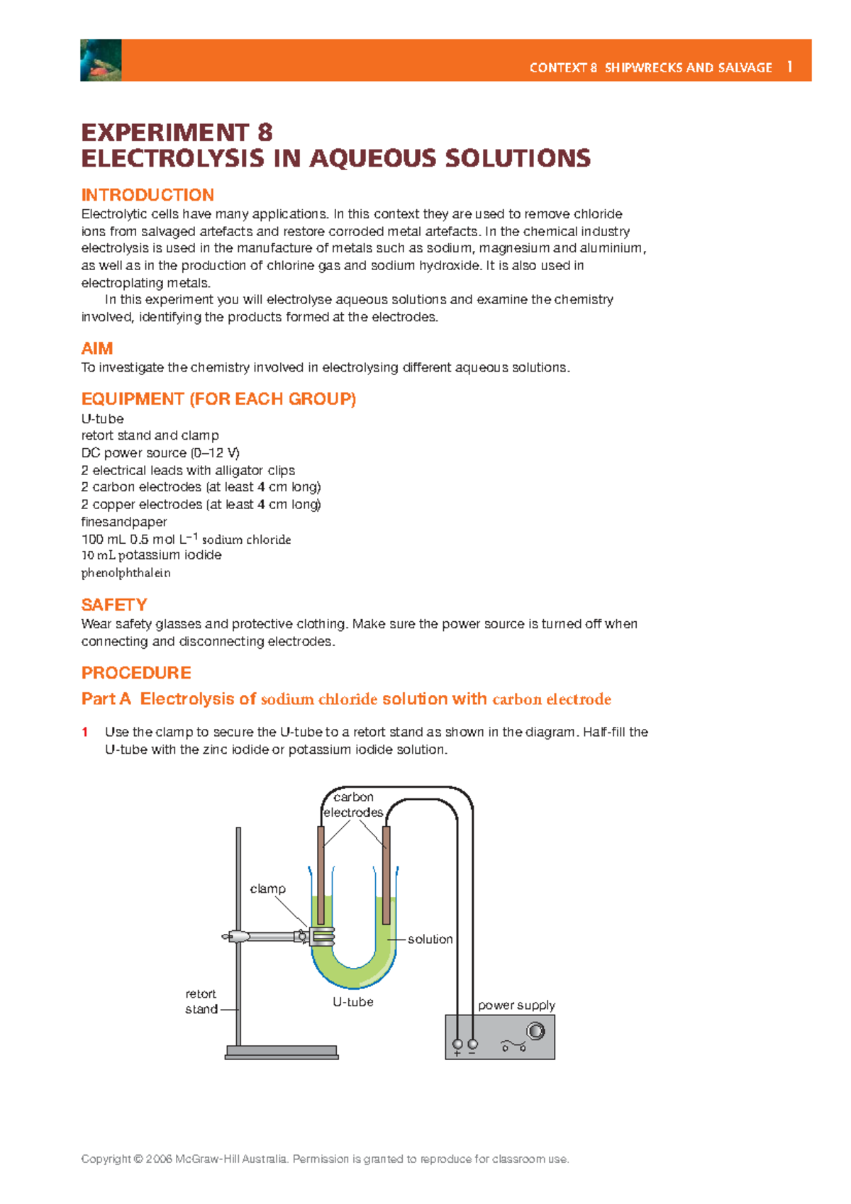 Y12 - EXP 7: Electrolysis in Aqueous Solutions - Shipwrecks & Salvage ...