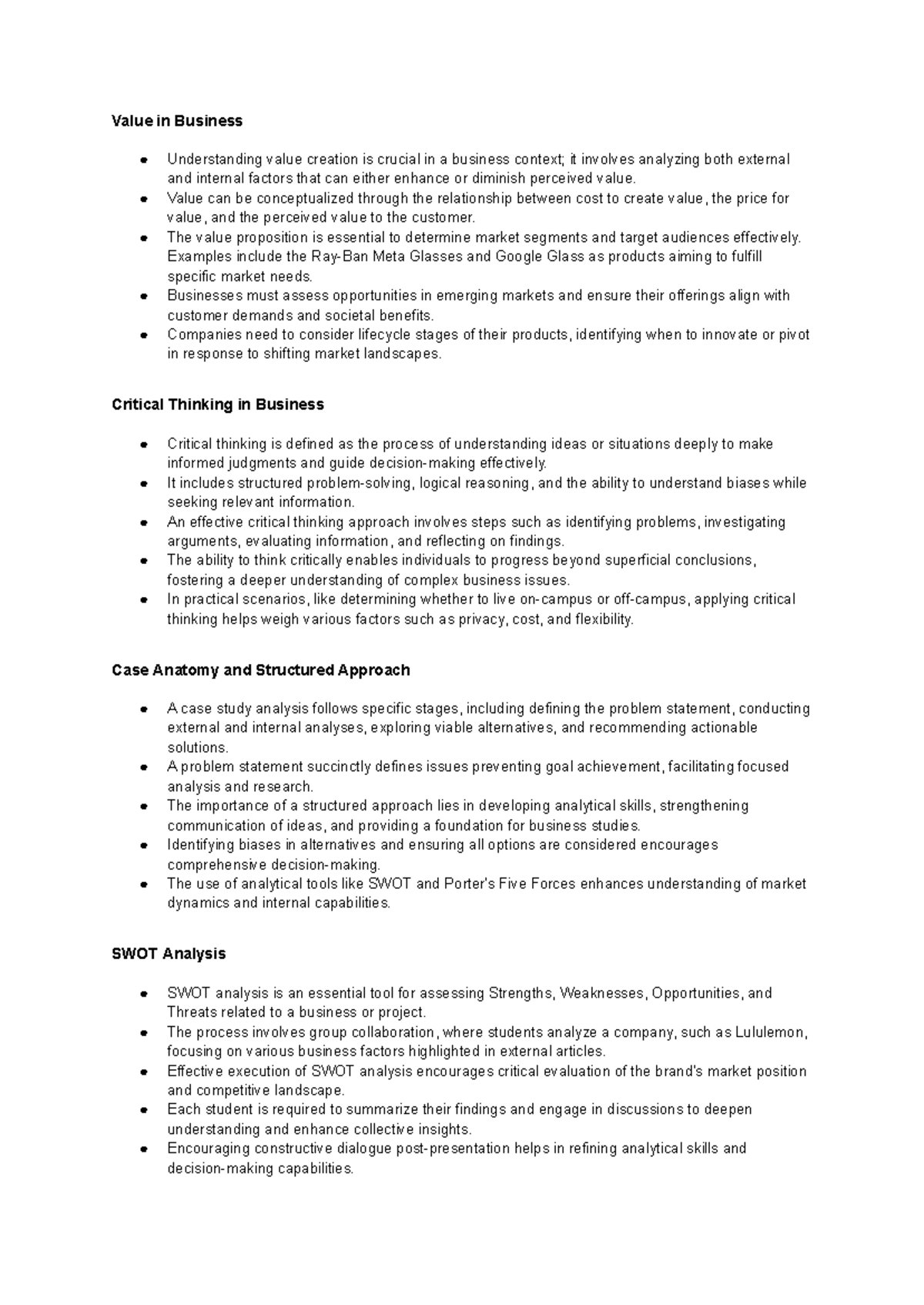 BUSI1800 EXAM Review - Summary Introduction to Business - Value in ...