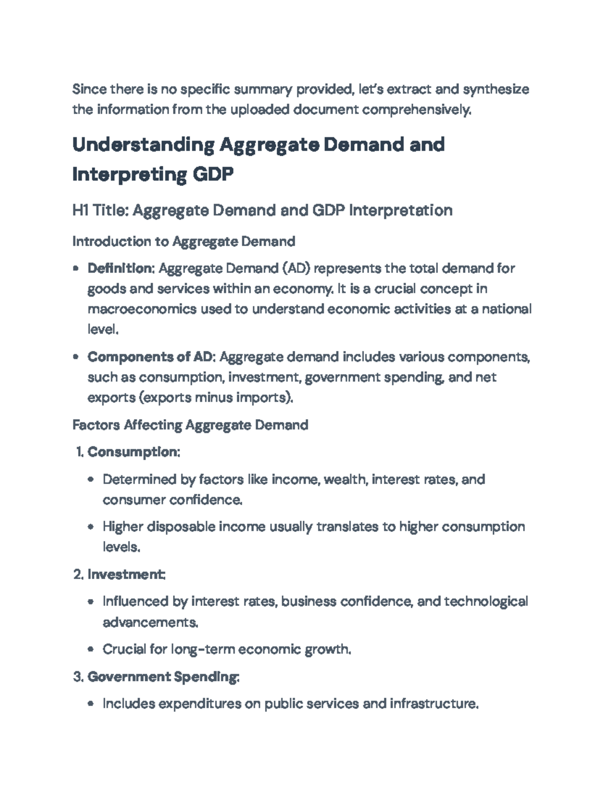 Understanding Aggregate Demand and GDP Interpretation (Econ 101 ...