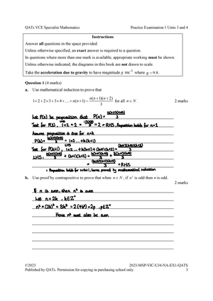 Specialist Maths formula sheet - SPECIALIST MATHEMATICS Written ...