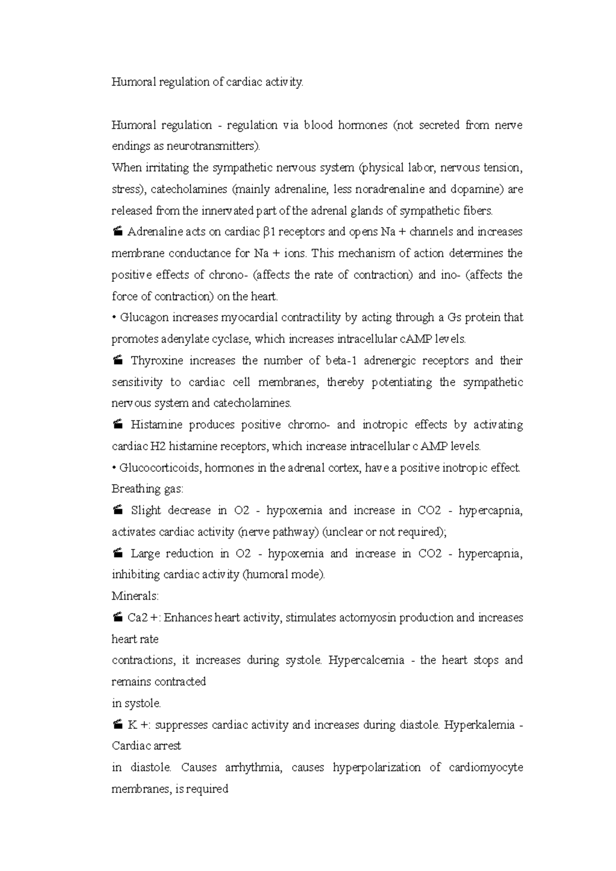 Humoral regulation of cardiac activity - Humoral regulation ...