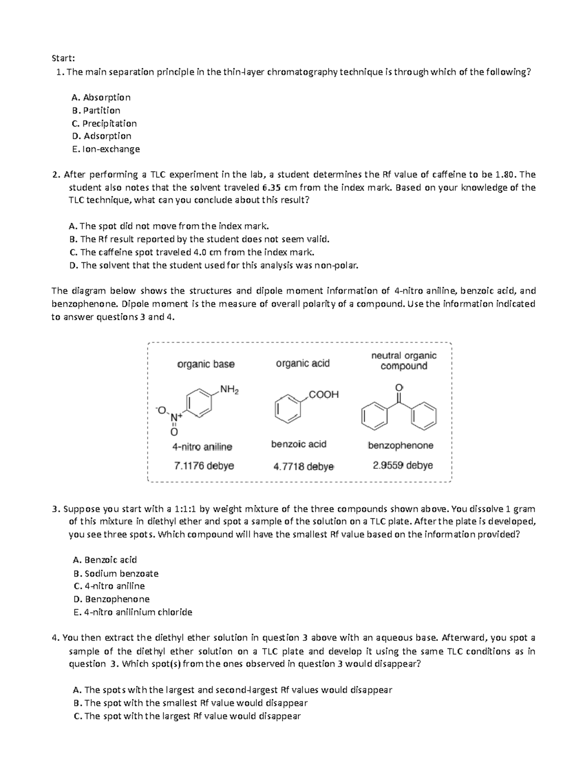 CA2 - Lecture Practice Questions on Thin-Layer Chromatography ...