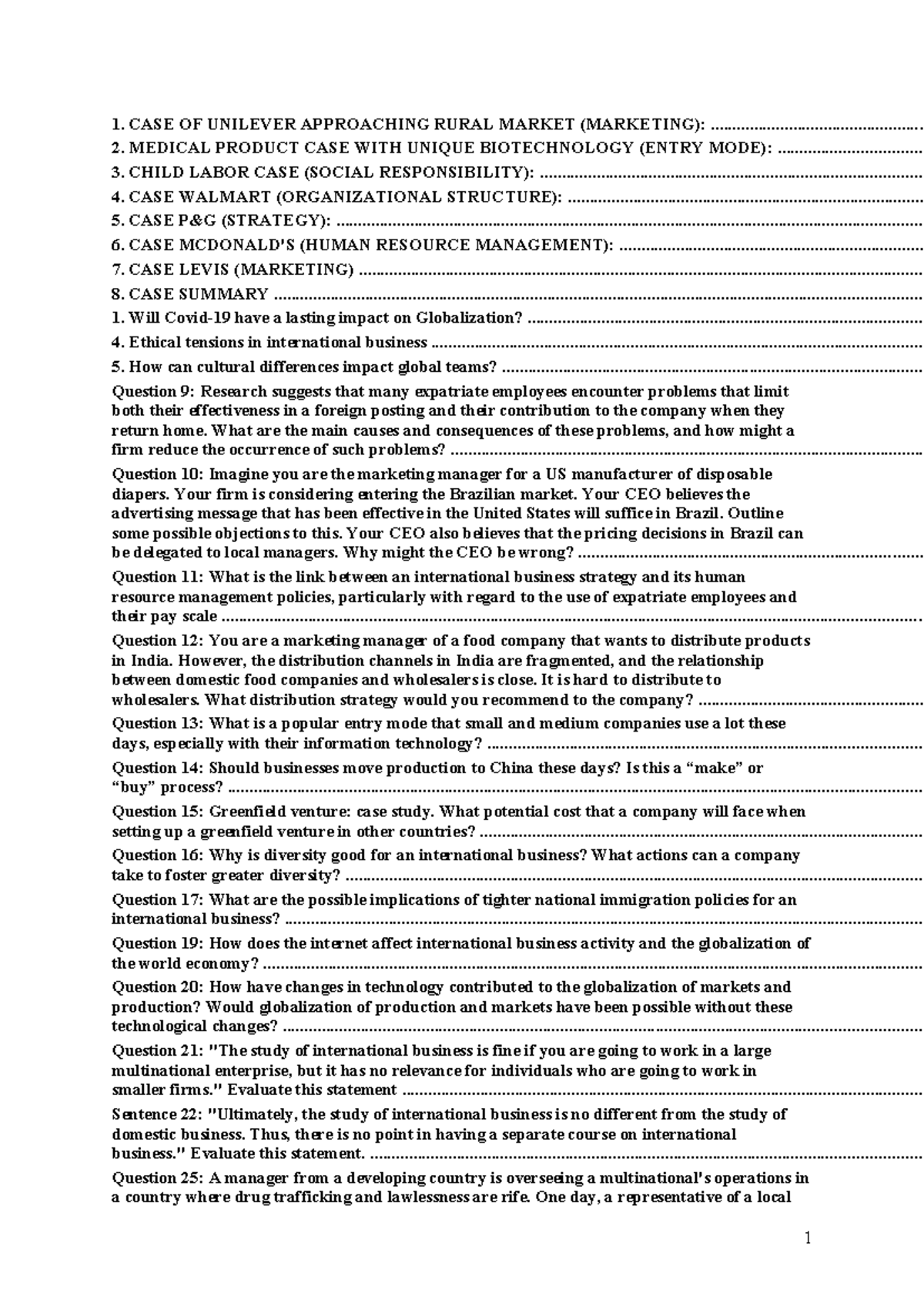 Case Studies on Global Business Strategies (MKT 101) - Studocu