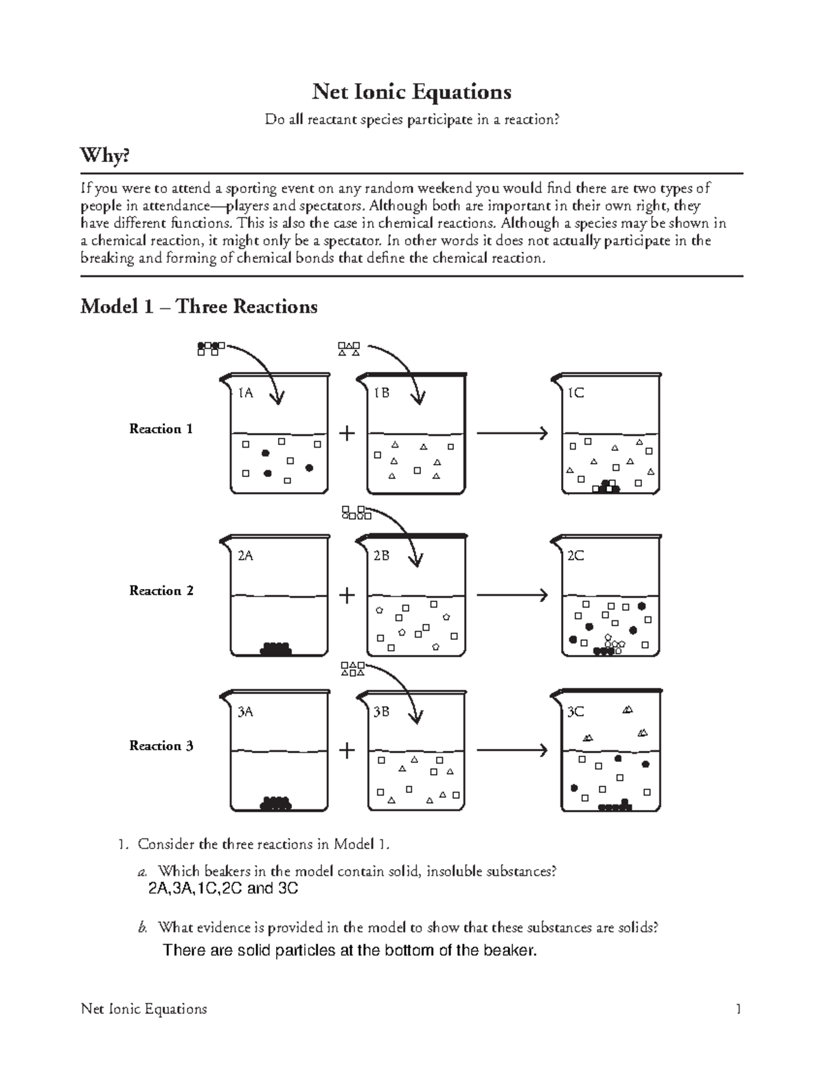 Net Ionic Equations - AP Chemistry S: Understanding Participant Roles ...