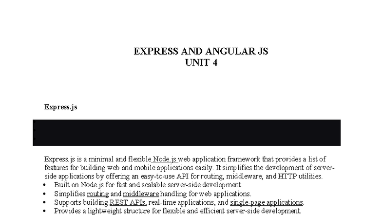 Unit 4 Notes: Express.js & Angular Framework Overview - Studocu