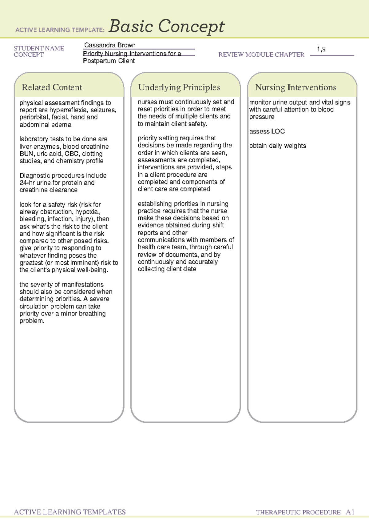 Priority Nursing Interventions for Postpartum Clients - Concept Review ...