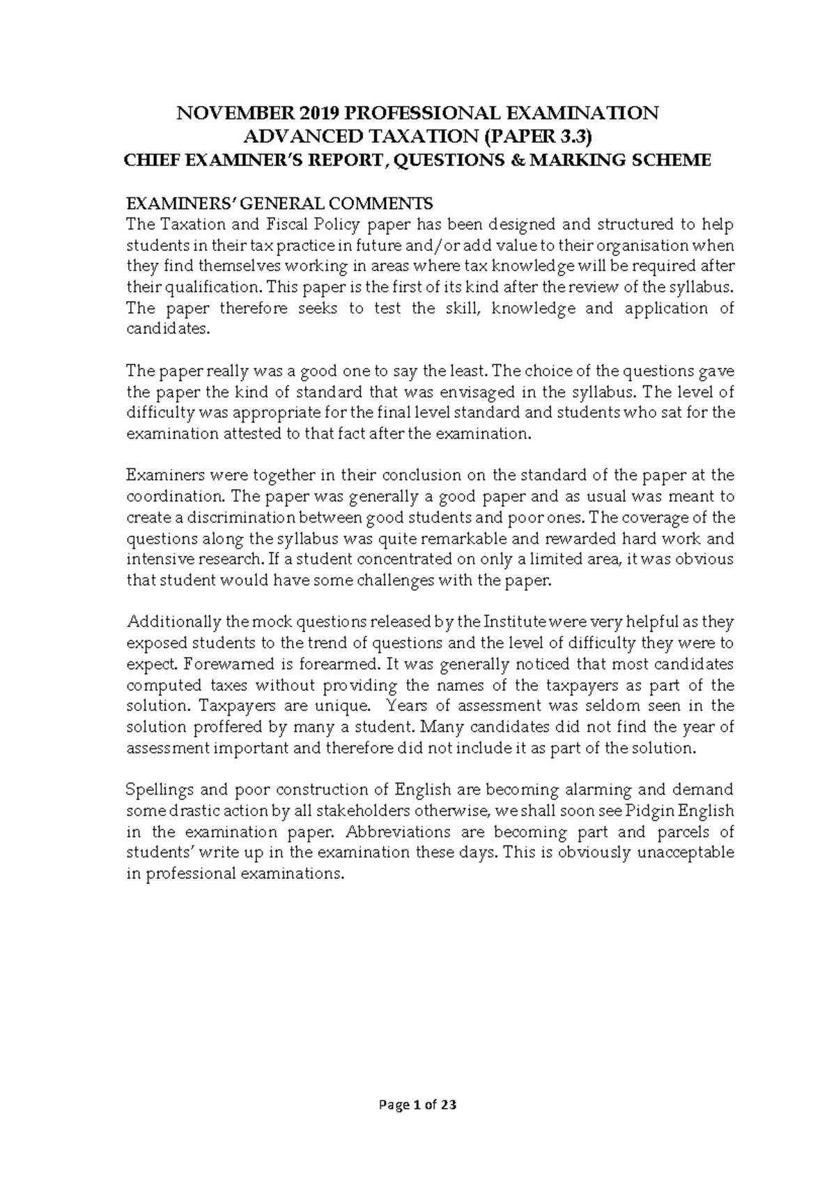 ATX-3 - November 2019 ICAG Advanced Taxation Examiner's Report ...