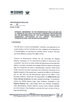 Barangay Tanods Executive Order - Republic of the Philippines City ...