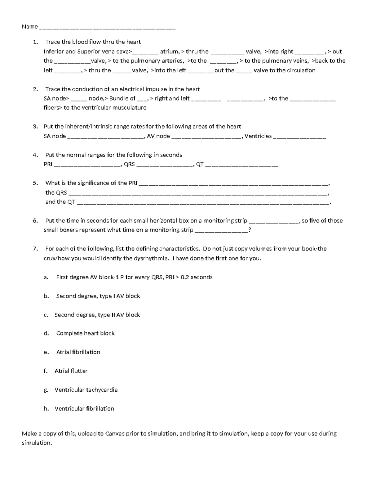Code Blue Simulation Assignment 1-2: Heart Function & Dysrhythmias ...