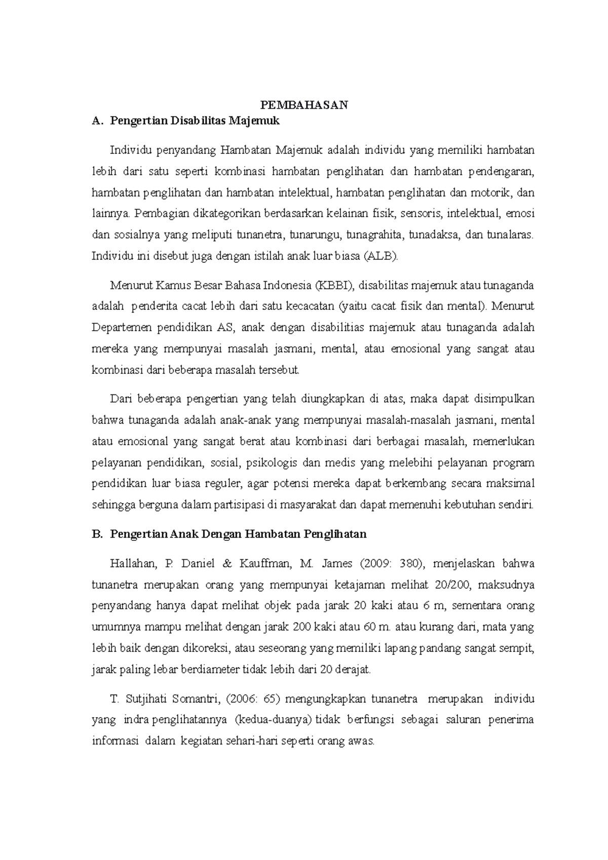 Pengertian dan Dampak Disabilitas Majemuk Tunanetra dan Autisme - Studocu