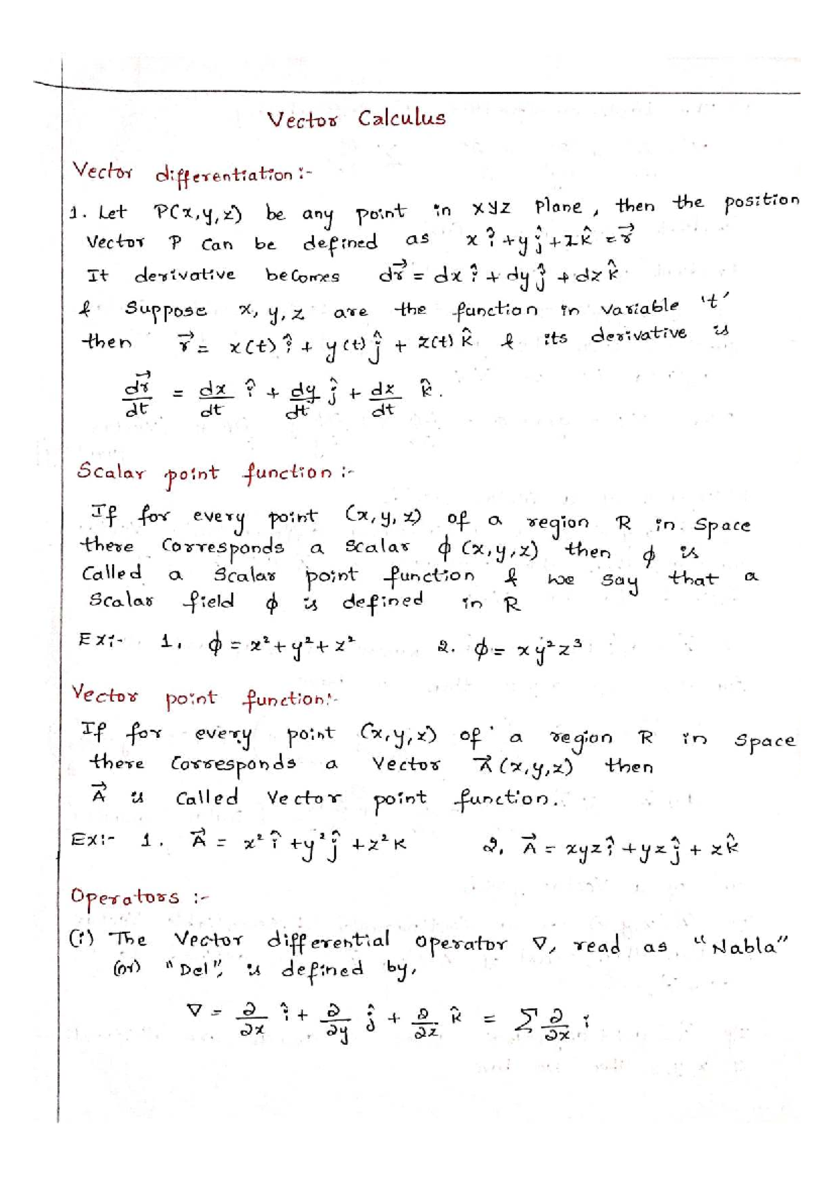 Vector Calculus Lecture Notes for CSE 101 - Studocu