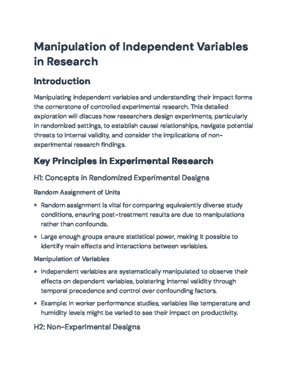 Manipulation of Independent Variables in Research: Key Concepts & Strategies - Studocu
