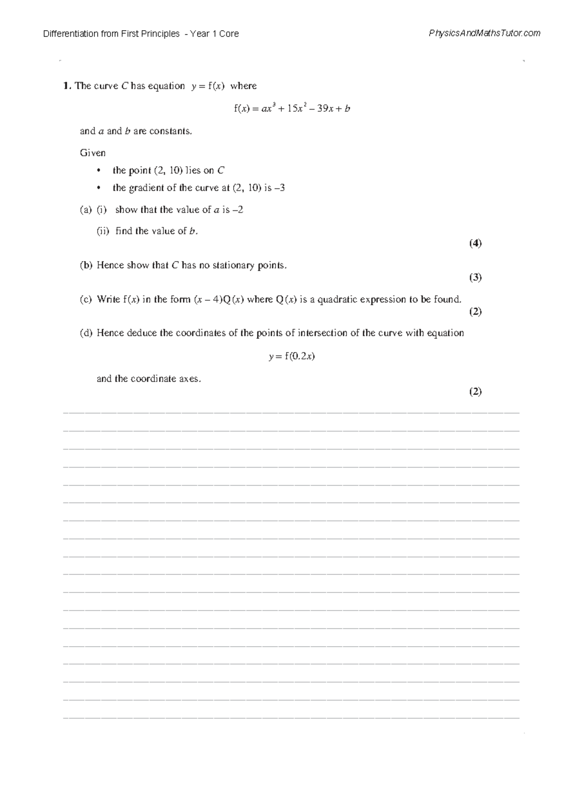 Differentiation from First Principles Year 1 Core Physics PMT QP - Studocu
