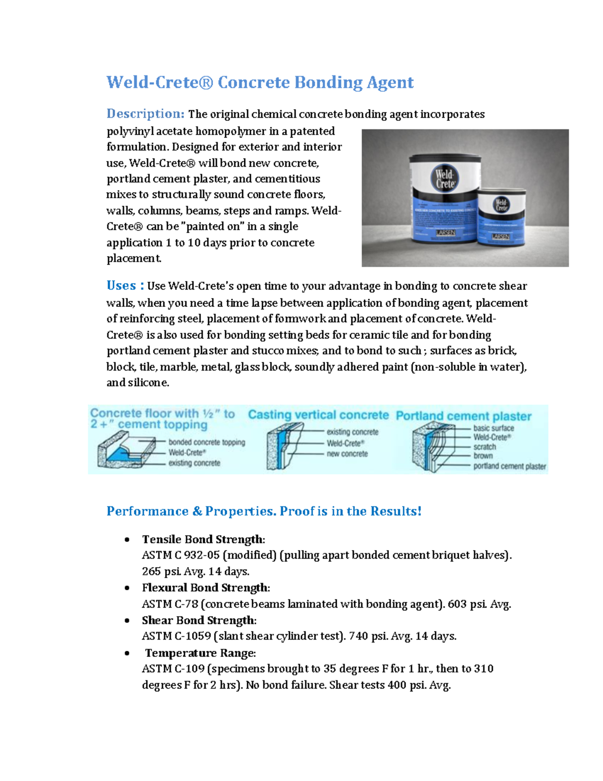 Weld Crete - Primer liquido para repello - Weld-Crete® Concrete Bonding ...
