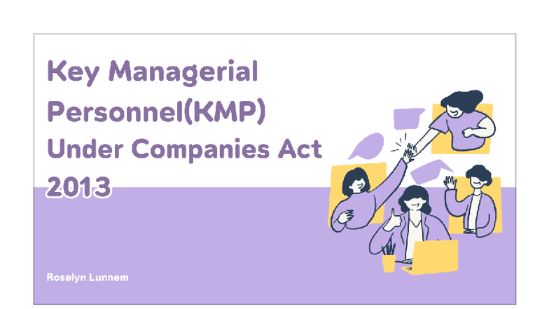 Key Managerial Personnel - The Managing Director has authority over all ...