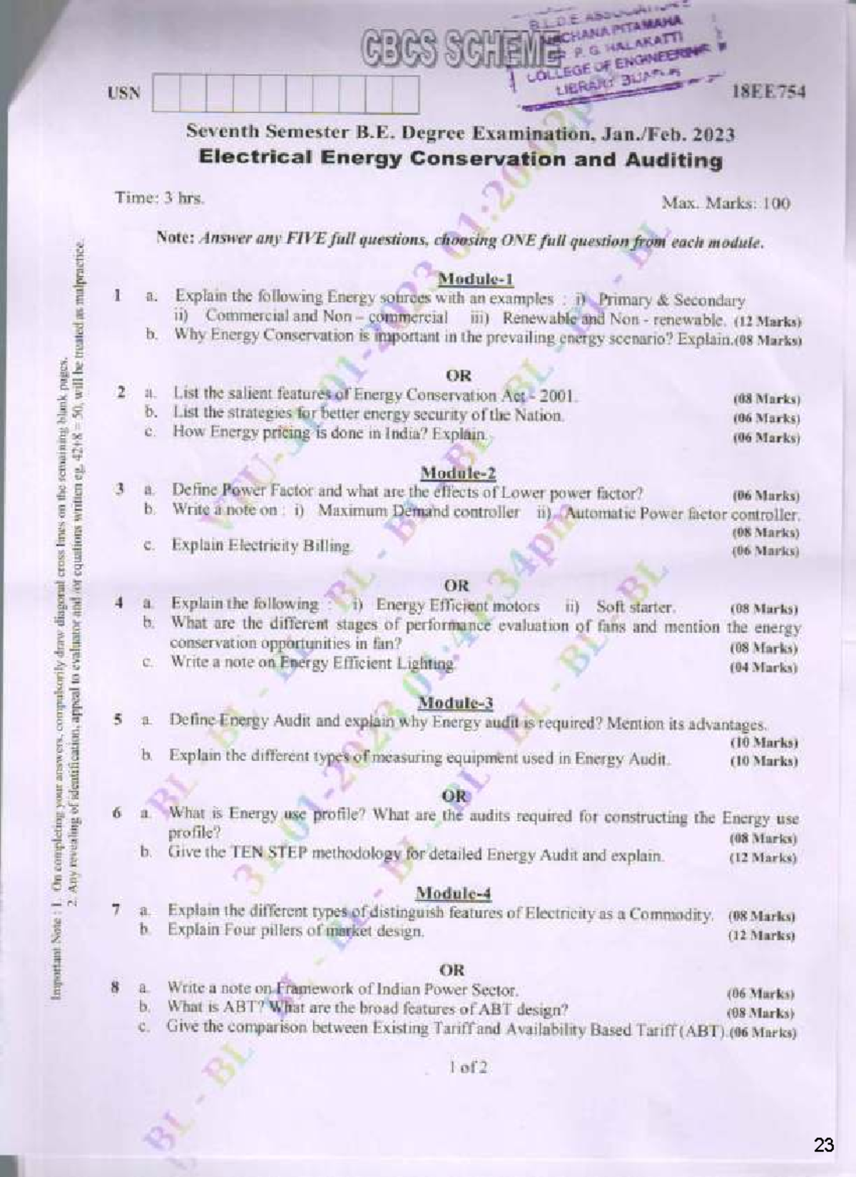 QP-1 - Previous Year Question Paper for 18EE754 Exam - Studocu