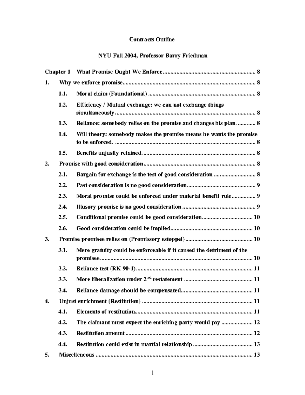 UCC Contracts Outline: Key Principles and Case Law Summary - Studocu