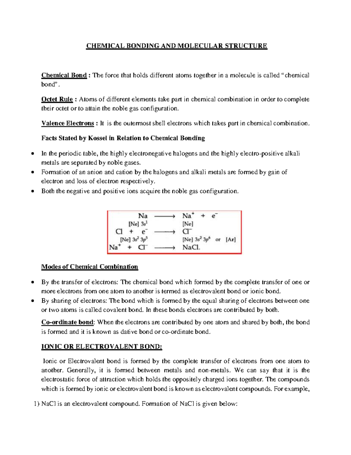 Unit 4: Chemical Bonding and Molecular Structure Overview - Studocu